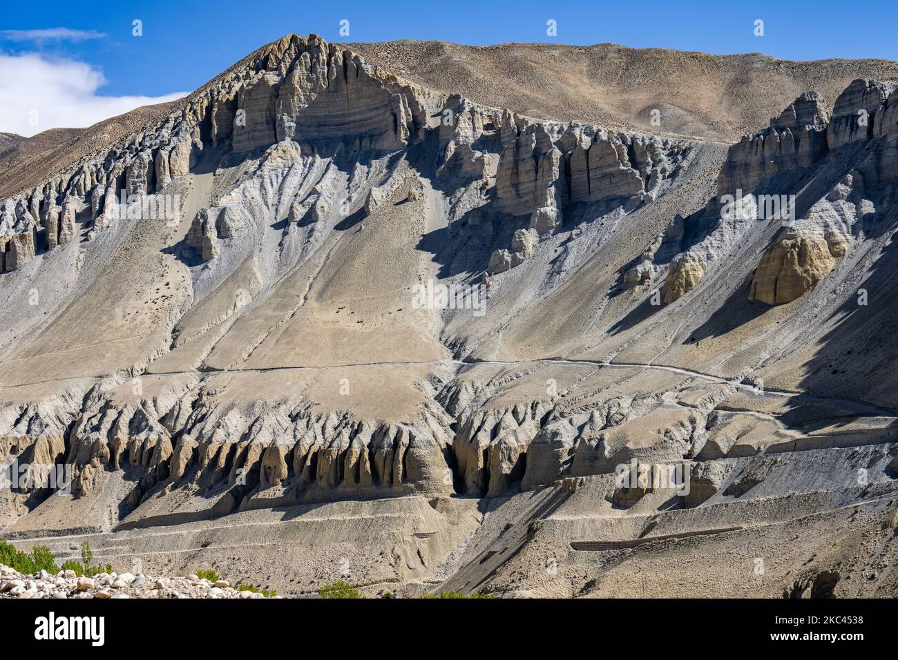 The Epic rock formations and Nilgiri Mountain, Upper Mustang, Nepal ...