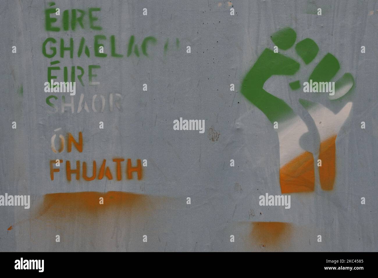 A graffiti in Irish 'Gaelic Ireland - Ireland Free From Hatred' seen in ...
