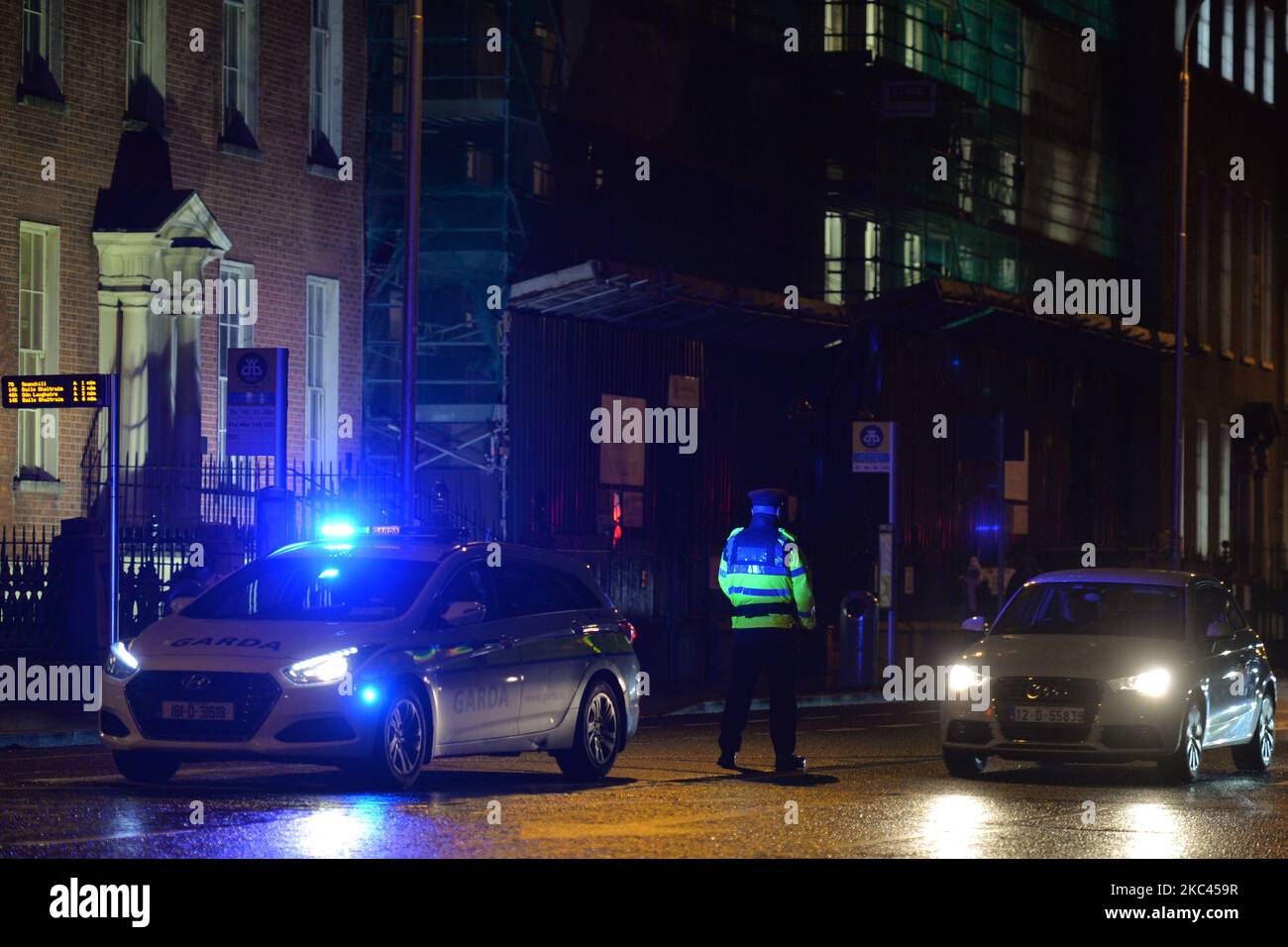 Garda Siochana (Irish Police) check-point in Dublin city center during ...