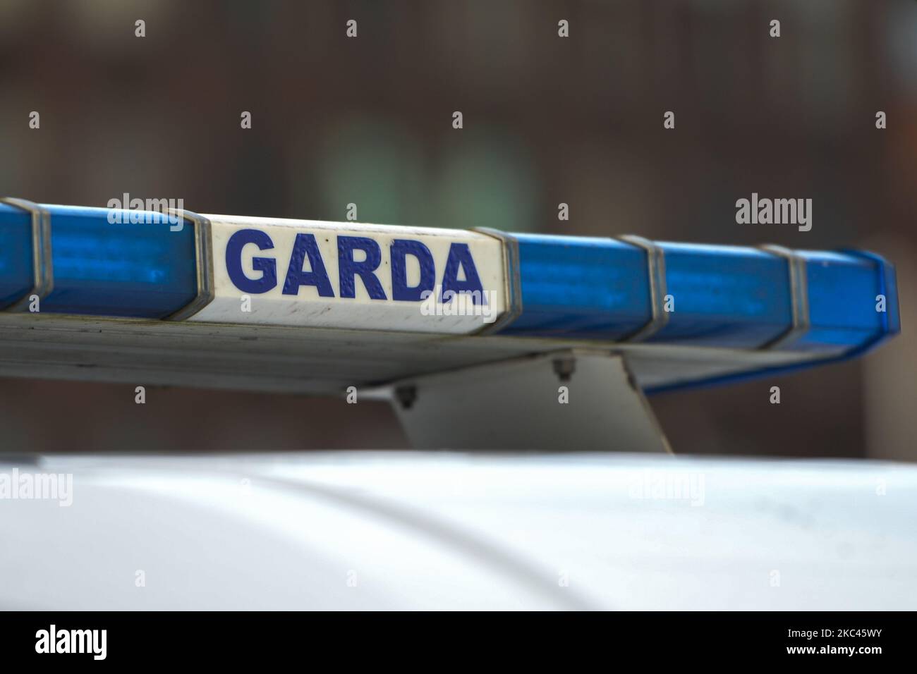A Garda sign (Irish Police) on a car seen in Dublin's city centre. On ...
