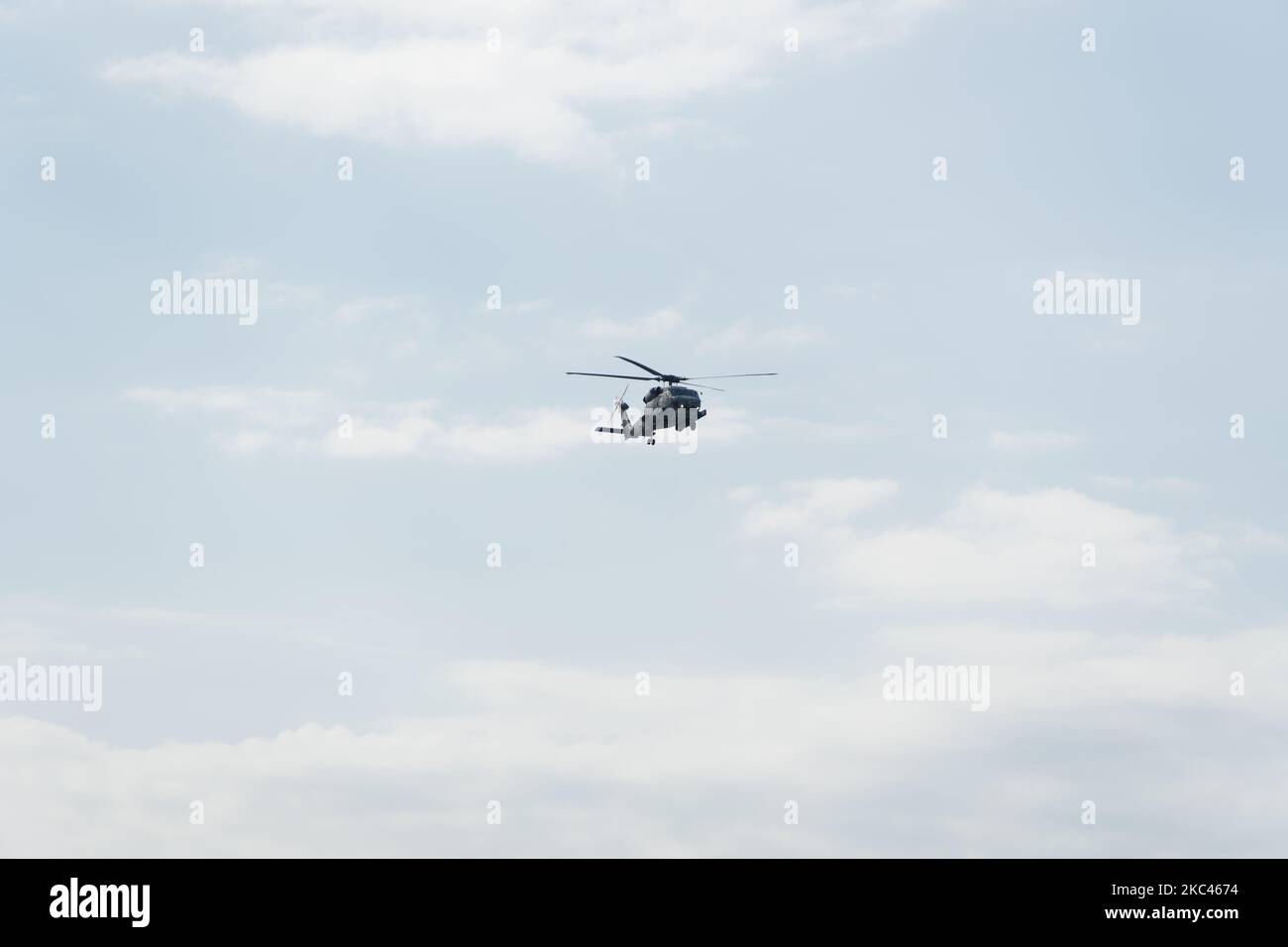 Sikorsky Seahawk naval military helicopter during an air show. Hellenic ...