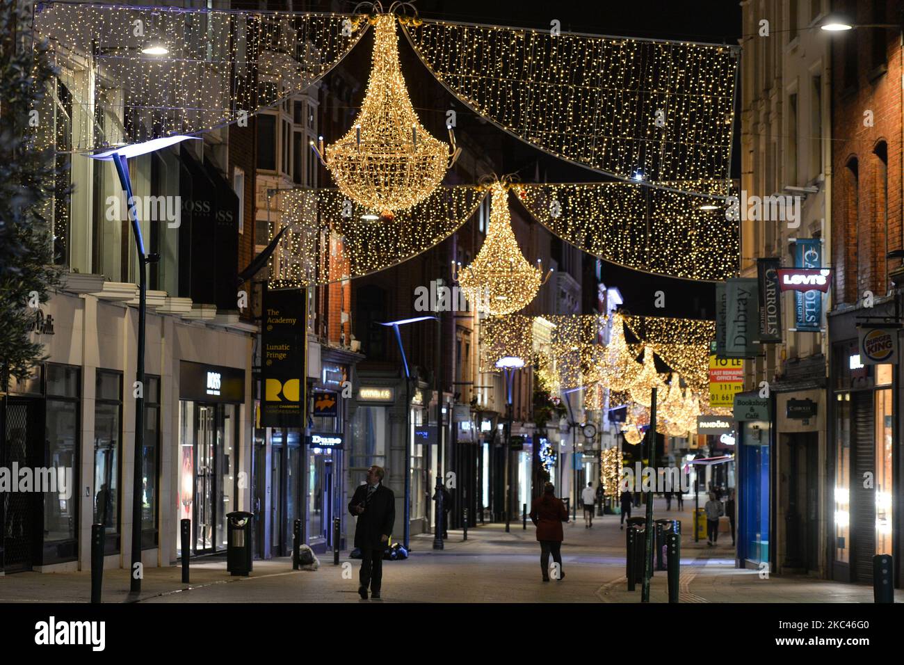 Christmas lights and decorations on Grafton Street, in Dublin's city ...