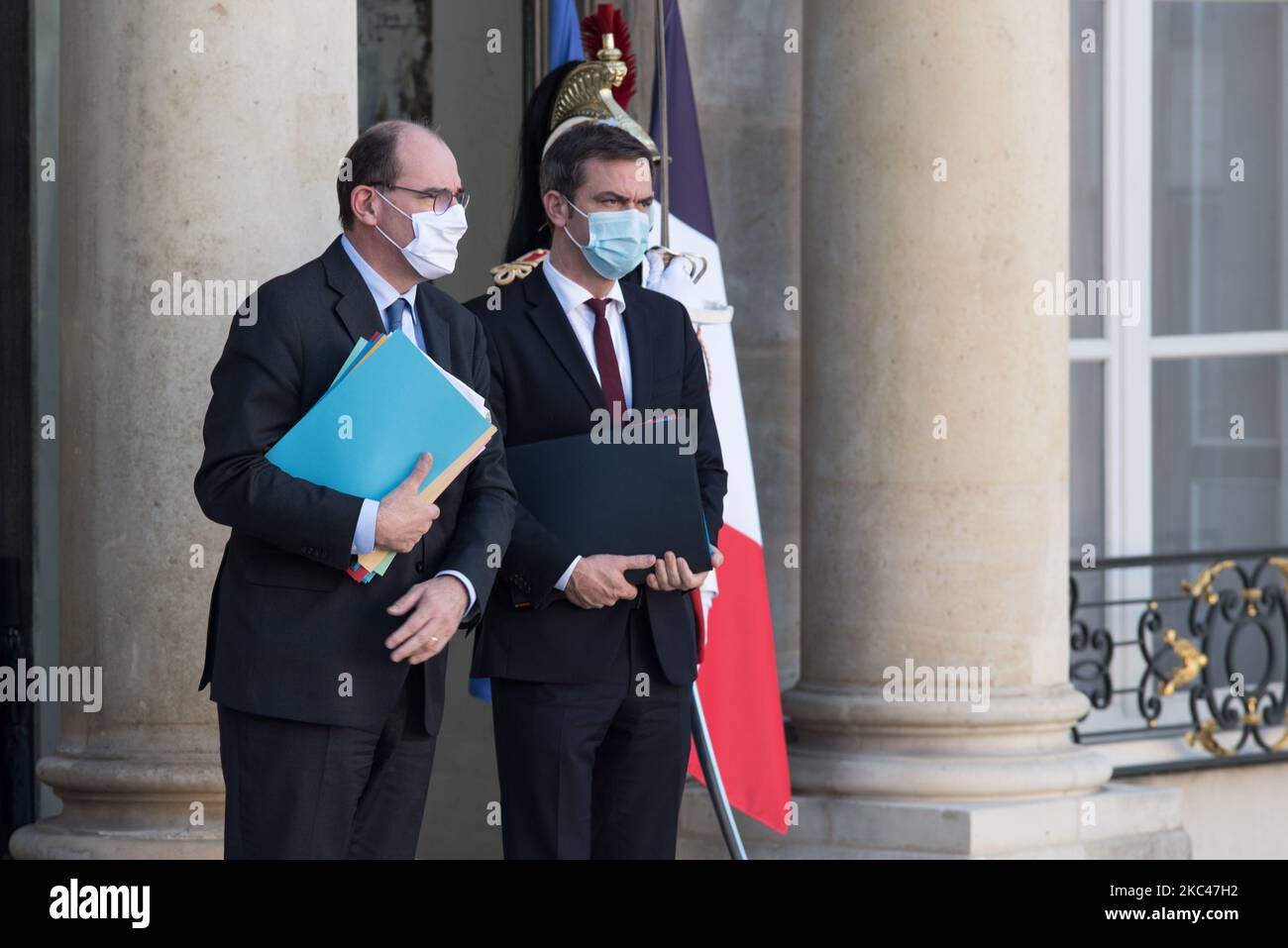 French Prime Minister Jean Castex and Health Minister Olivier Veran ...