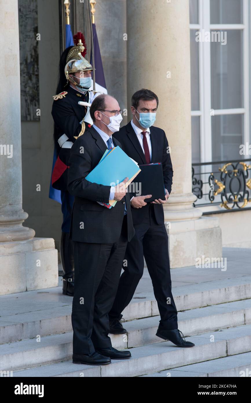 French Prime Minister Jean Castex and Health Minister Olivier Veran ...