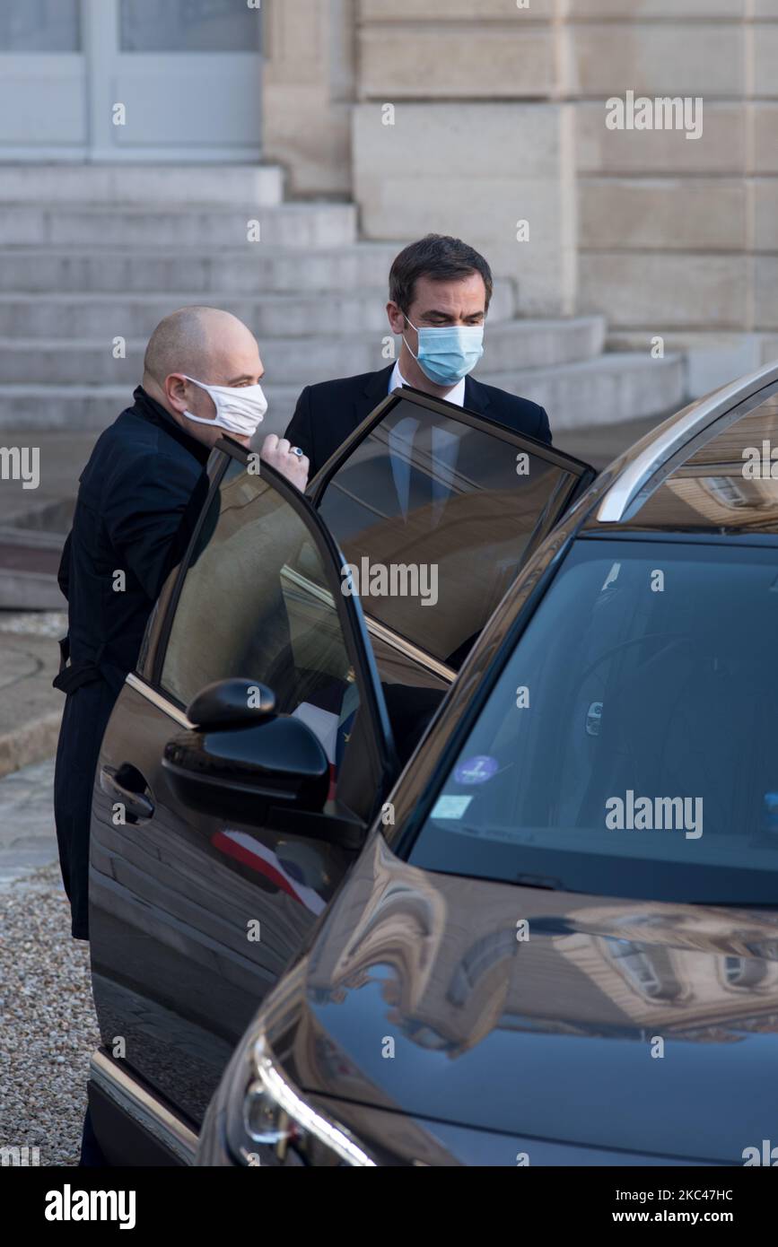 French Health Minister Olivier Veran leaves the Elysée Palace at the ...