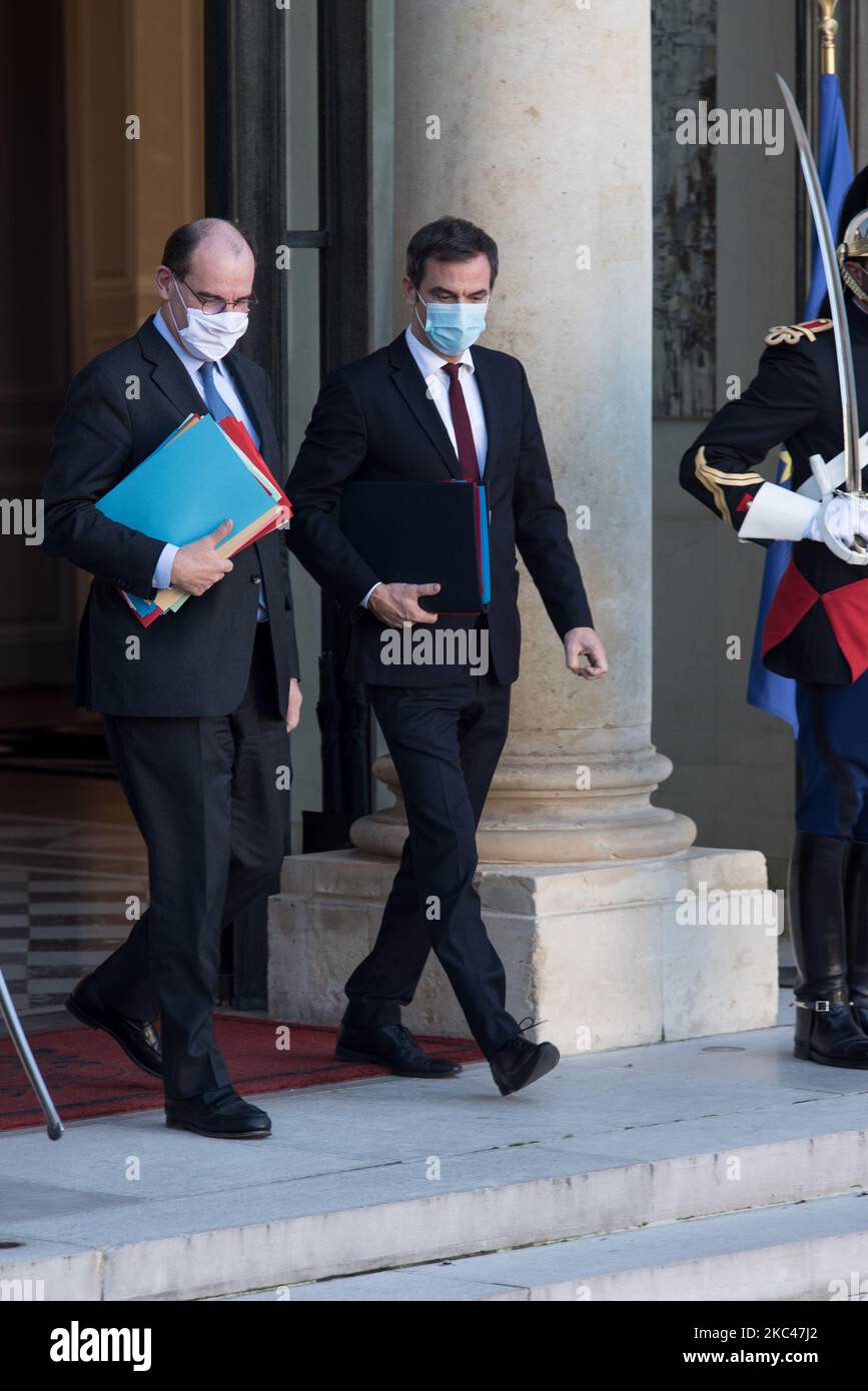 French Prime Minister Jean Castex and Health Minister Olivier Veran ...