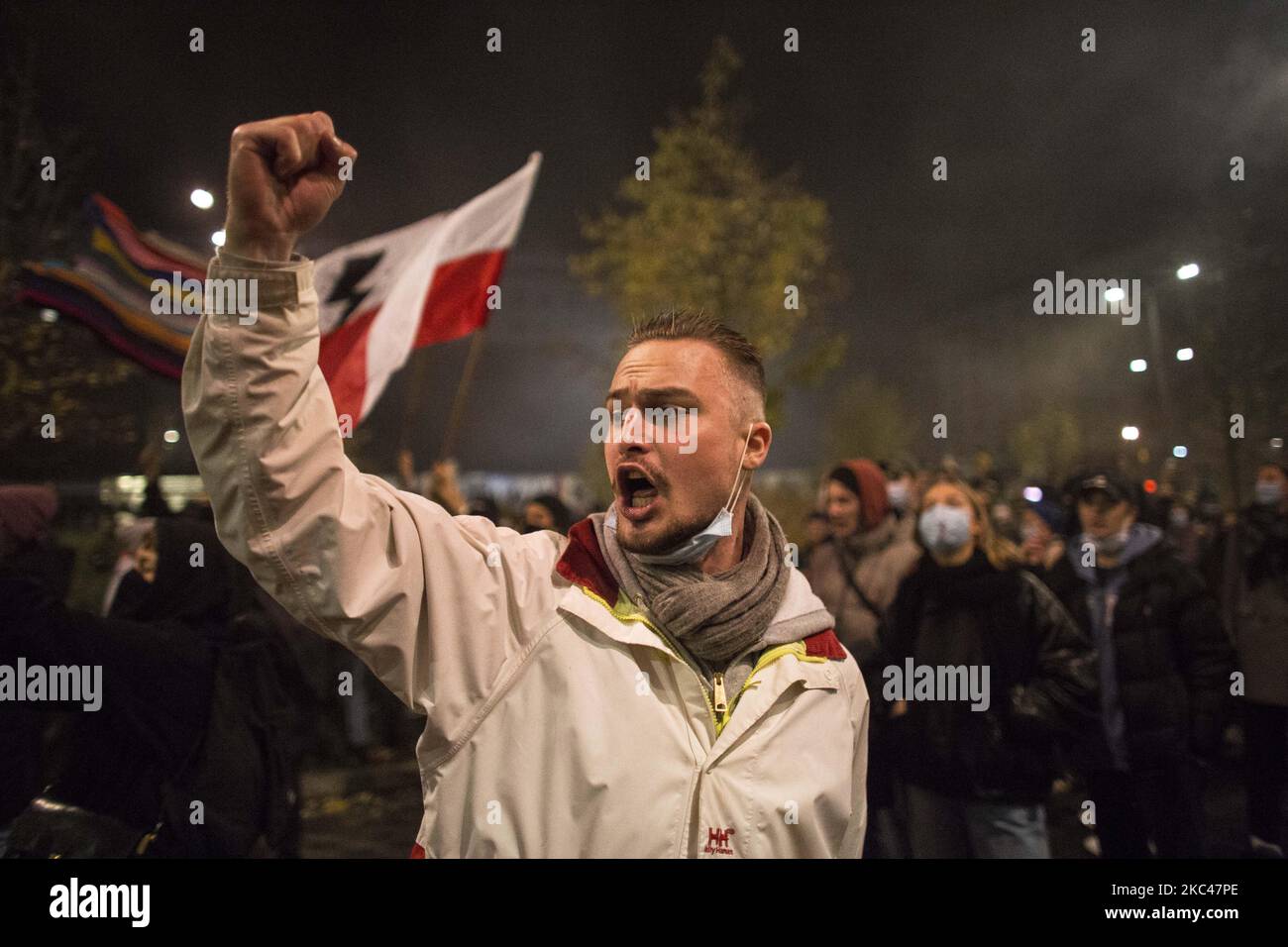 A yelling man seen during blockade of parliament by feminist Womans ...