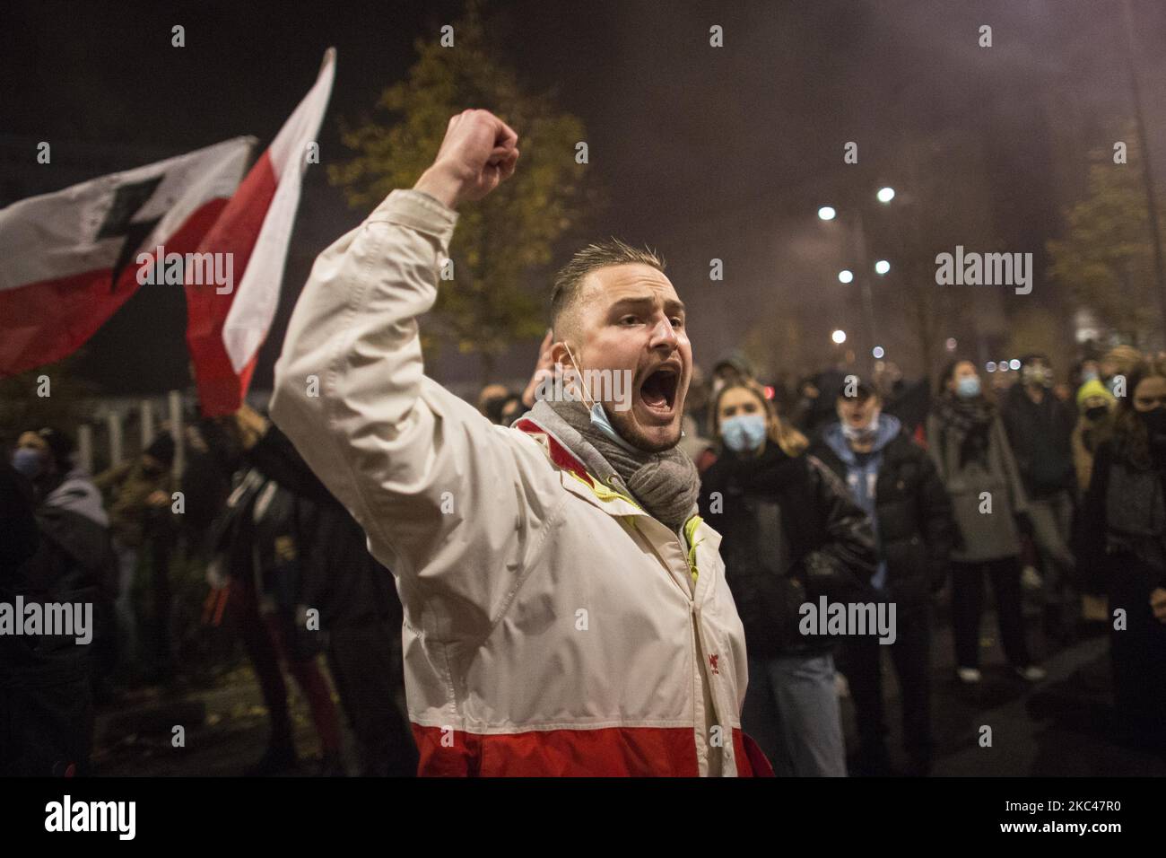 A yelling man seen during blockade of parliament by feminist Womans ...
