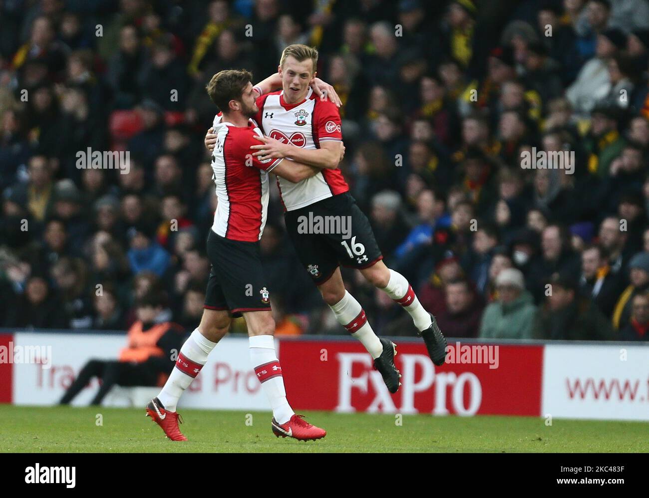 James Ward-Prowse of Southampton celebrates Southampton's first goal ...