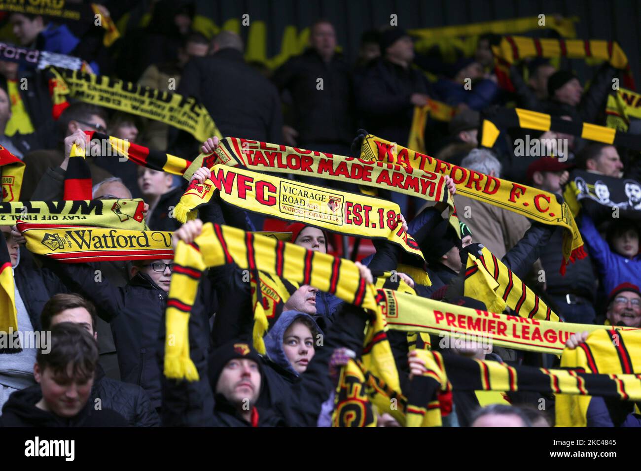 Watford fans paying tribute to Graham Taylor during the Premier League ...