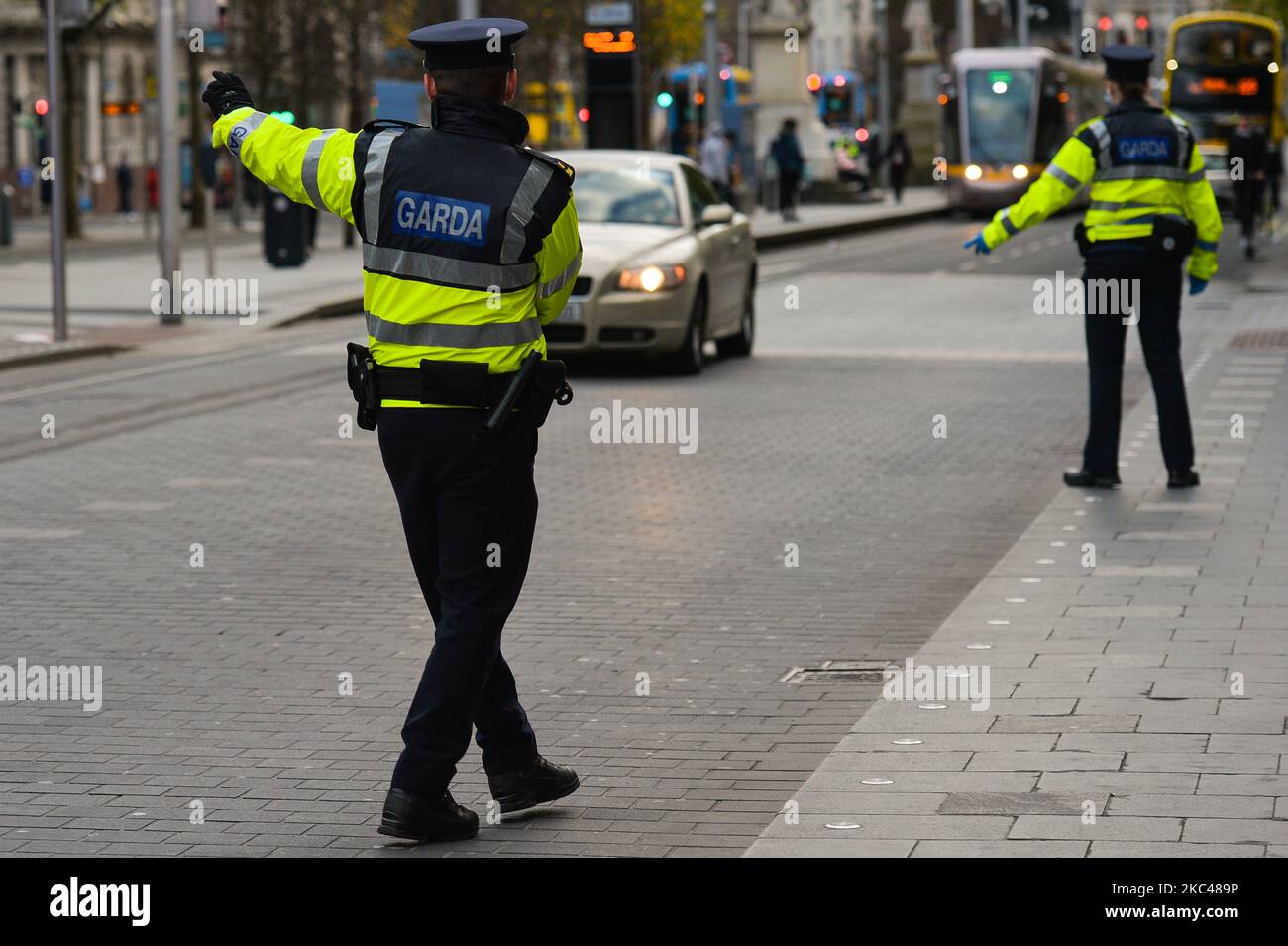 The Garda (Irish Police) checkpoint near the General Post Office on O ...