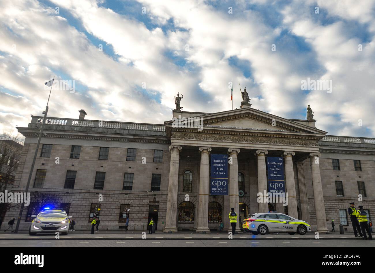 The Garda (Irish Police) checkpoint near the General Post Office on O ...