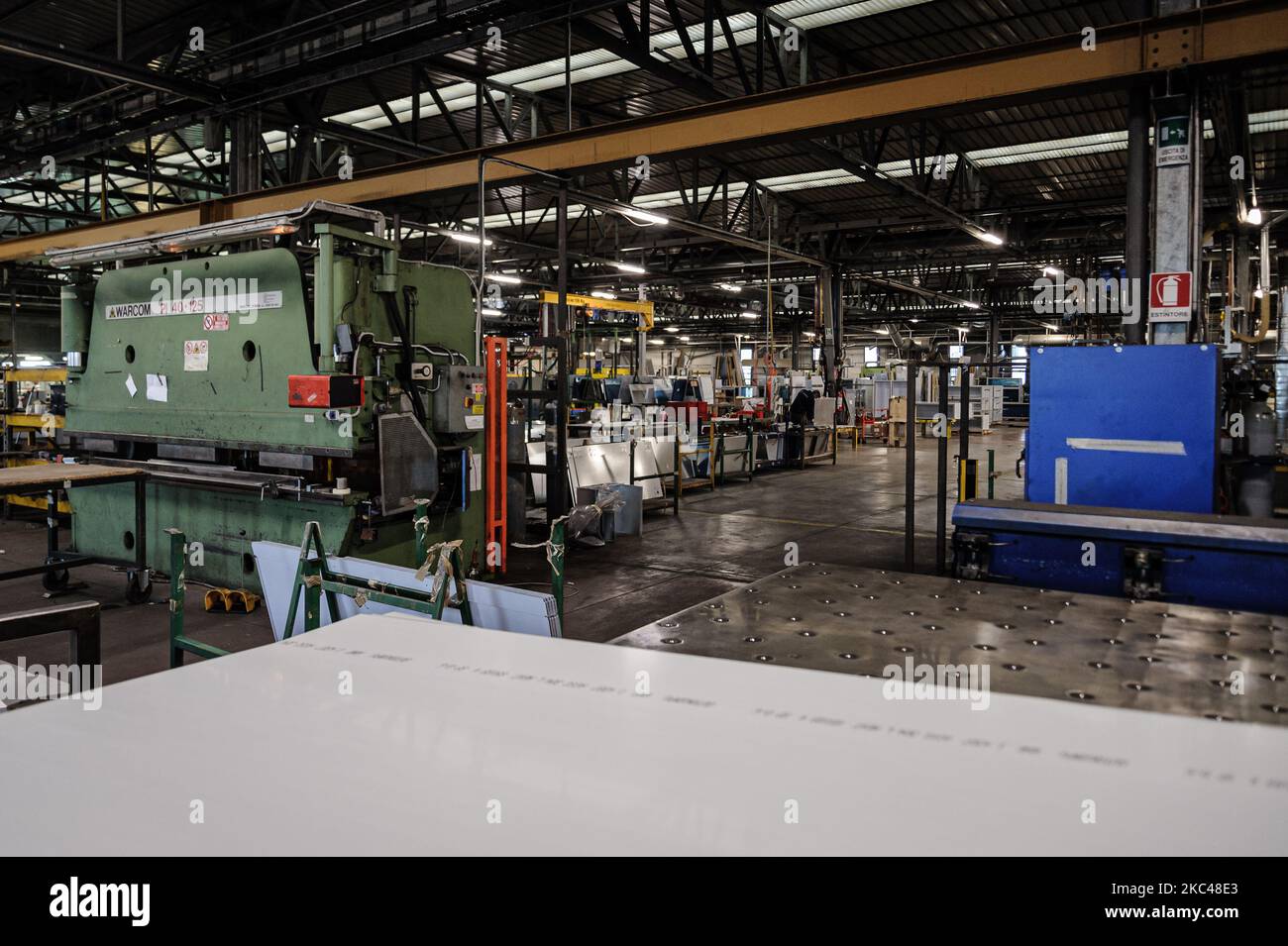 The interior of the industrial shed of the Italian company Desmon in ...