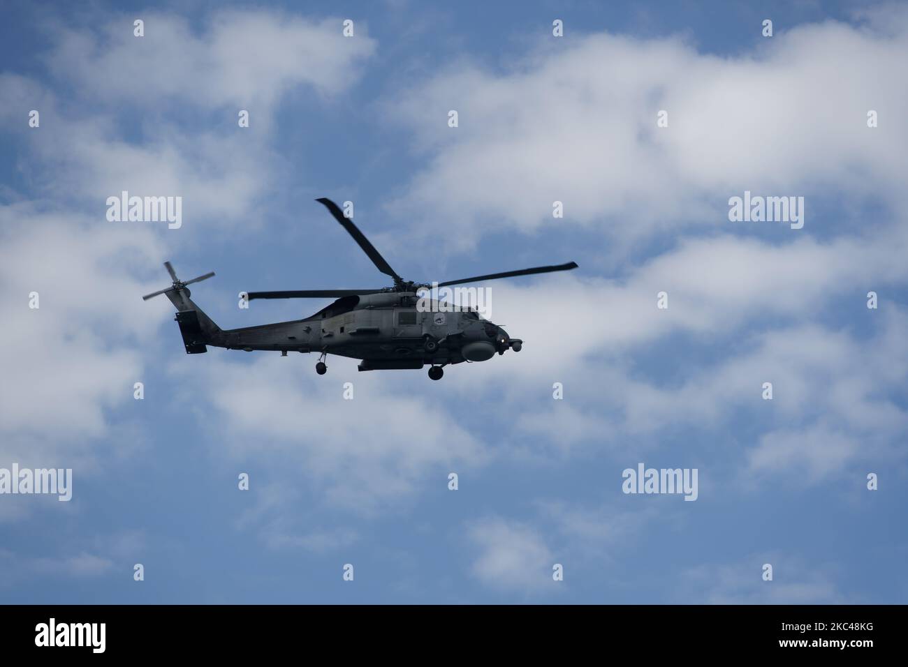 Sikorsky Seahawk naval military helicopter during an air show. Hellenic ...