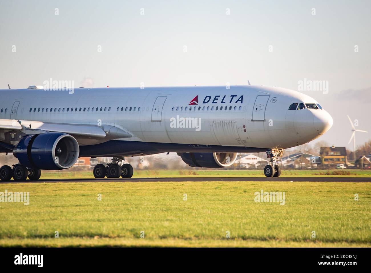 Delta Air Lines Airbus A330 aircraft as seen on final approach flying ...