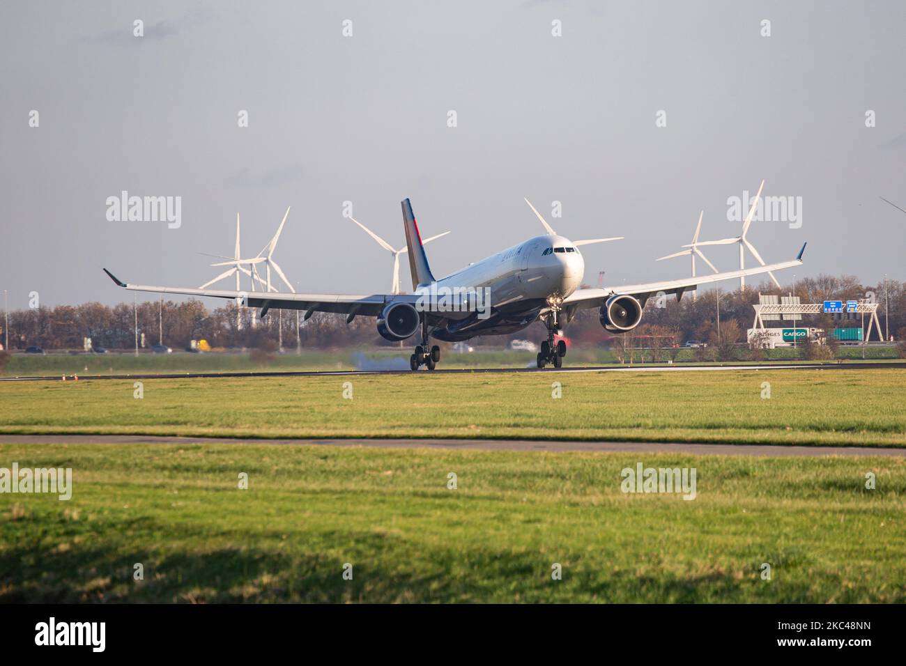 Delta Air Lines Airbus A330 aircraft as seen on final approach flying ...