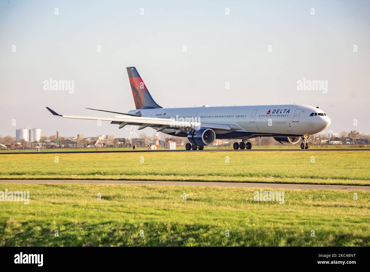 Delta Air Lines Airbus A330 aircraft as seen on final approach flying ...