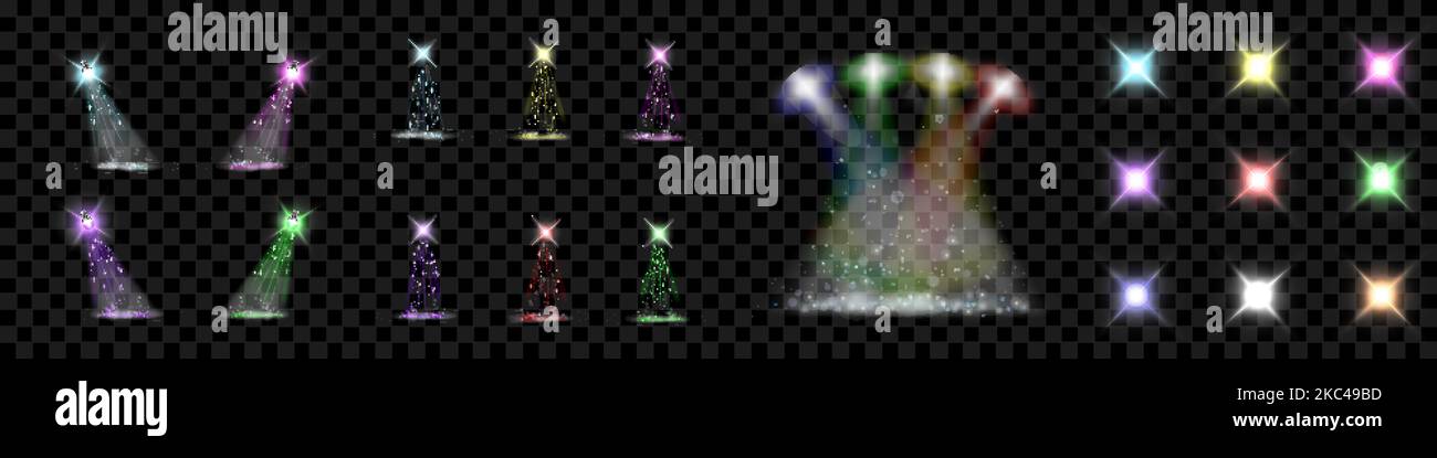 A various type of shiny neon lights on a transparent background Stock ...