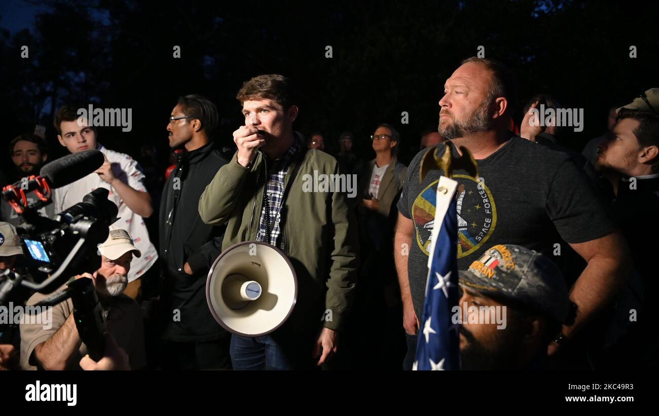 Nick Fuentes, Alex Jones, Ali Alexander during a 'Stop the Steal,' Far ...