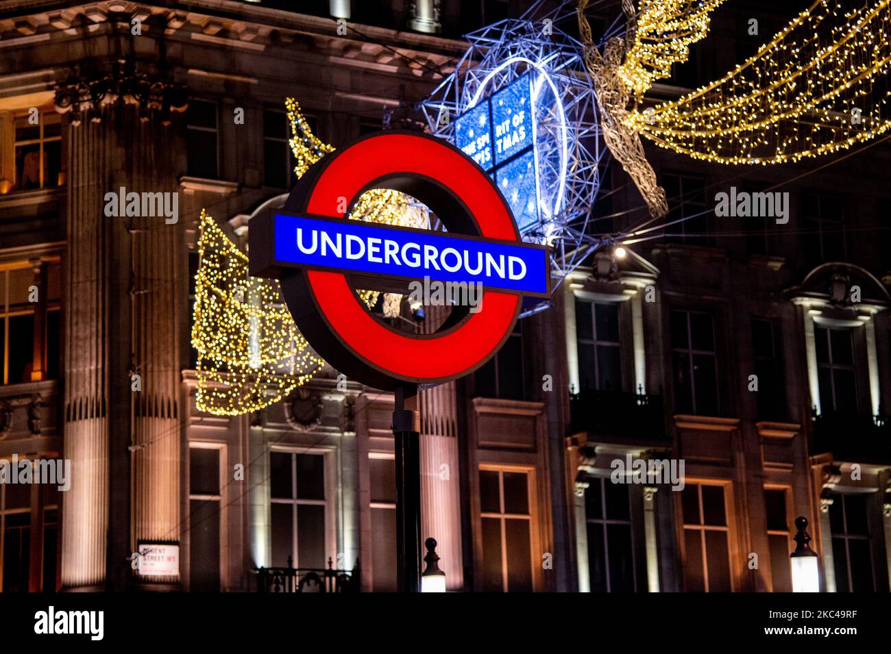 London Underground neon signs at Oxford Circus Underground Station have ...