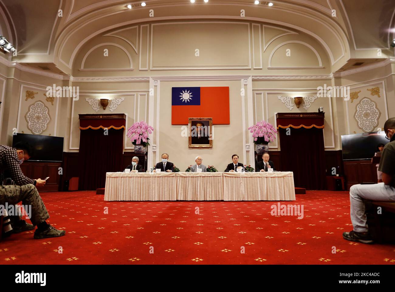 Taiwan government holds a press conference on briefing the media about ...