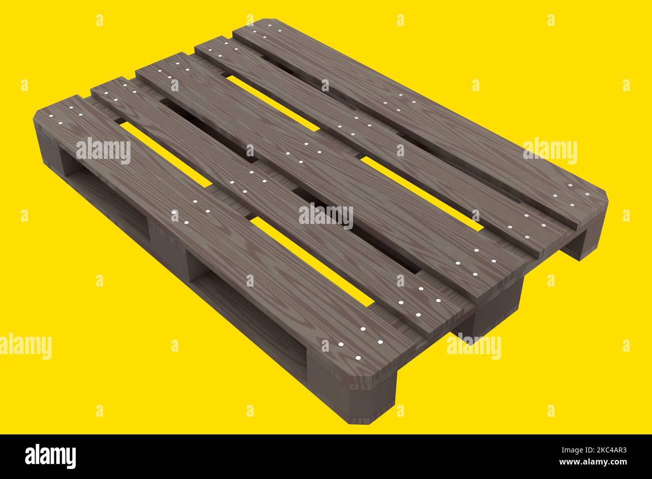 Wooden pallet for warehouse cargo storage isolated on yellow background ...
