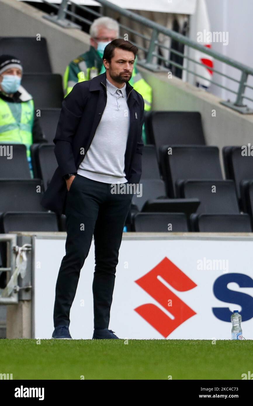 Milton Keynes Dons manager Russell Martin during the first half of the ...