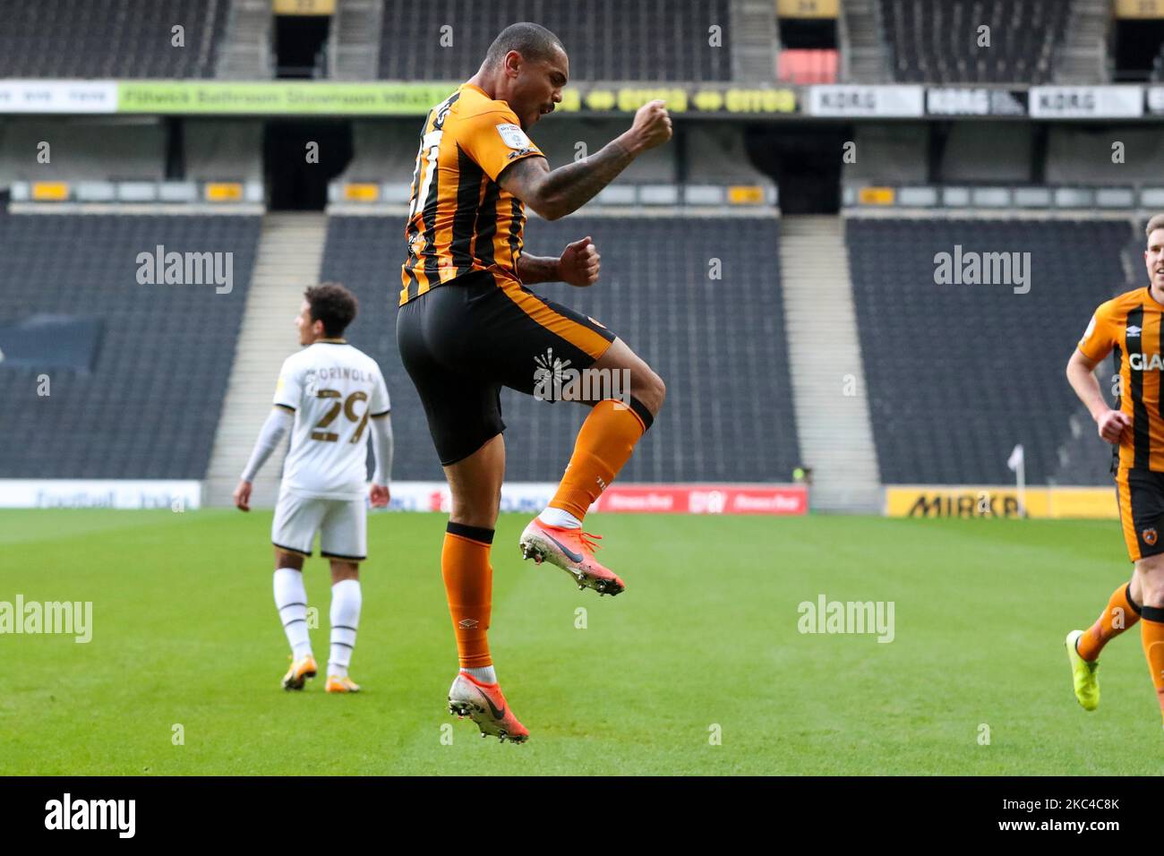 Josh Magennis celebrates after scoring for Hull City, to take the lead ...