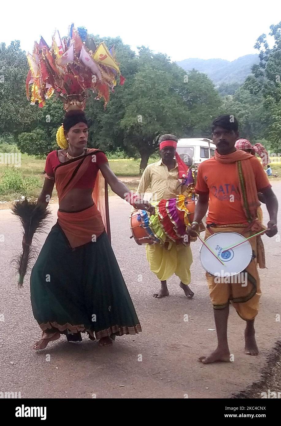 Local villagers are seen as they are performing their traditional ...