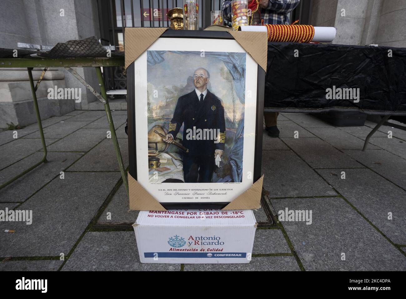 A supporter of Spanish dictator Francisco Franco attends an annual ...