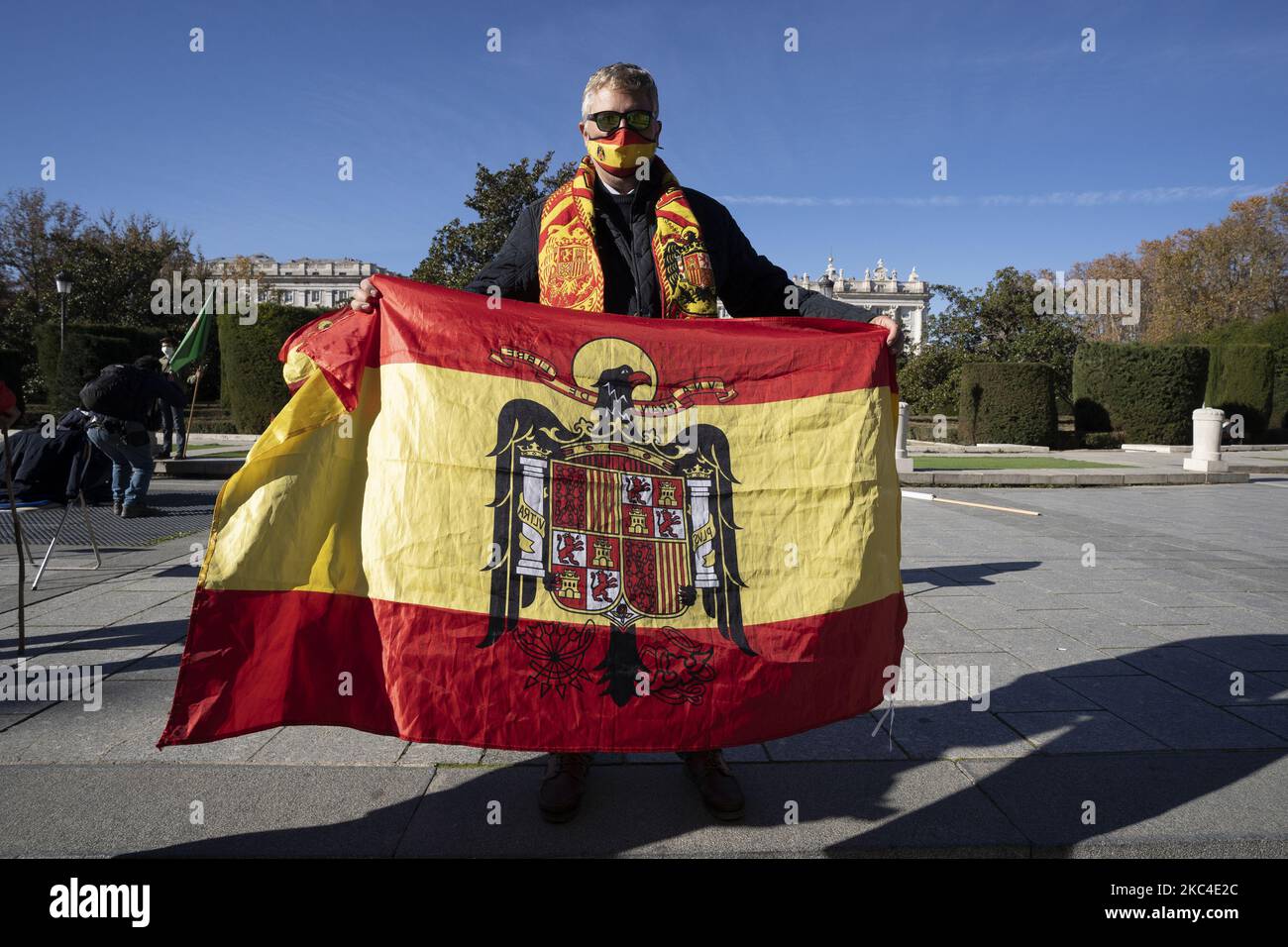 A supporter of Spanish dictator Francisco Franco attends an annual ...