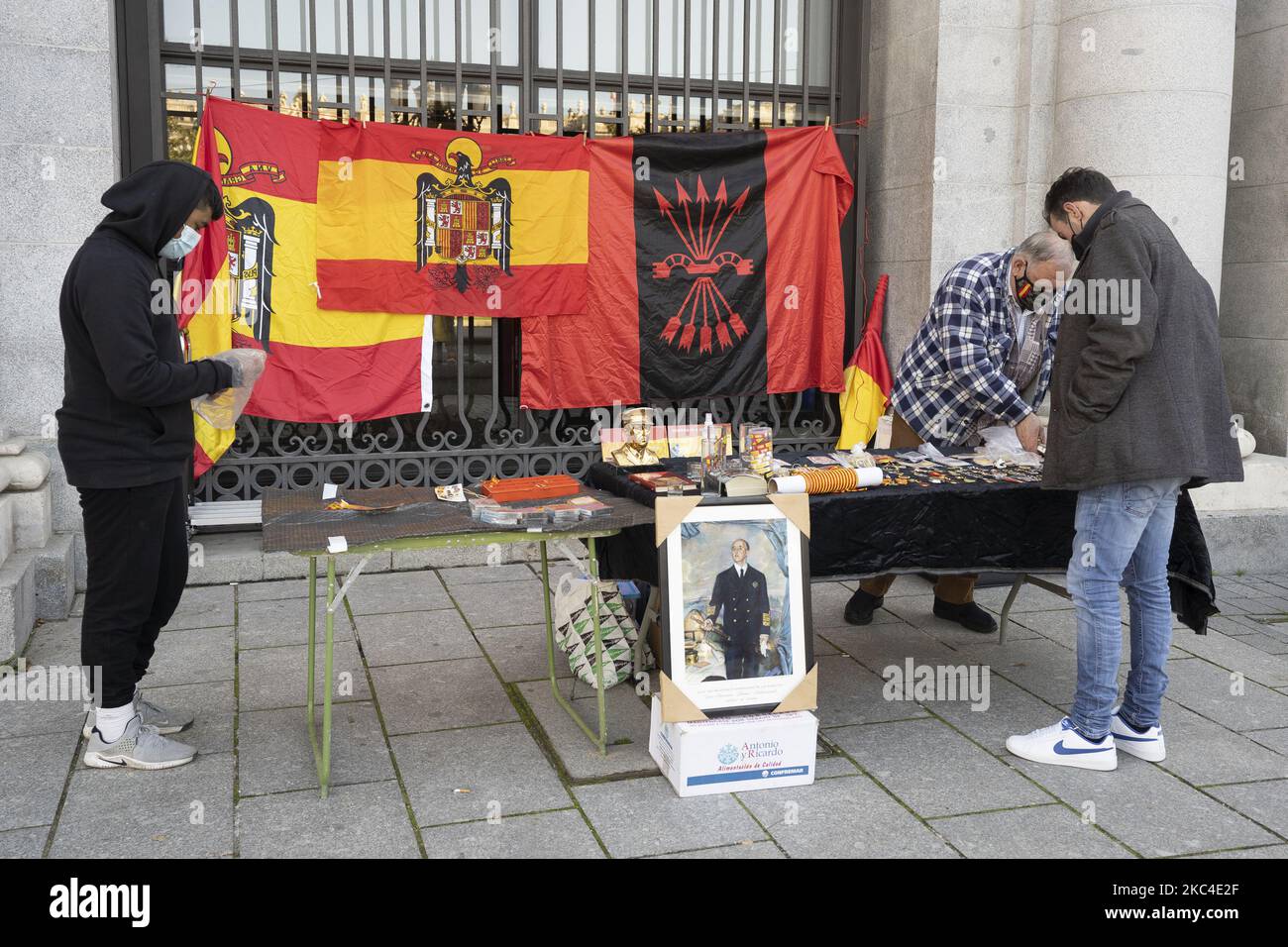 A supporter of Spanish dictator Francisco Franco attends an annual ...