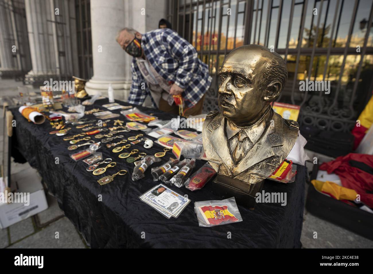 A supporter of Spanish dictator Francisco Franco attends an annual ...