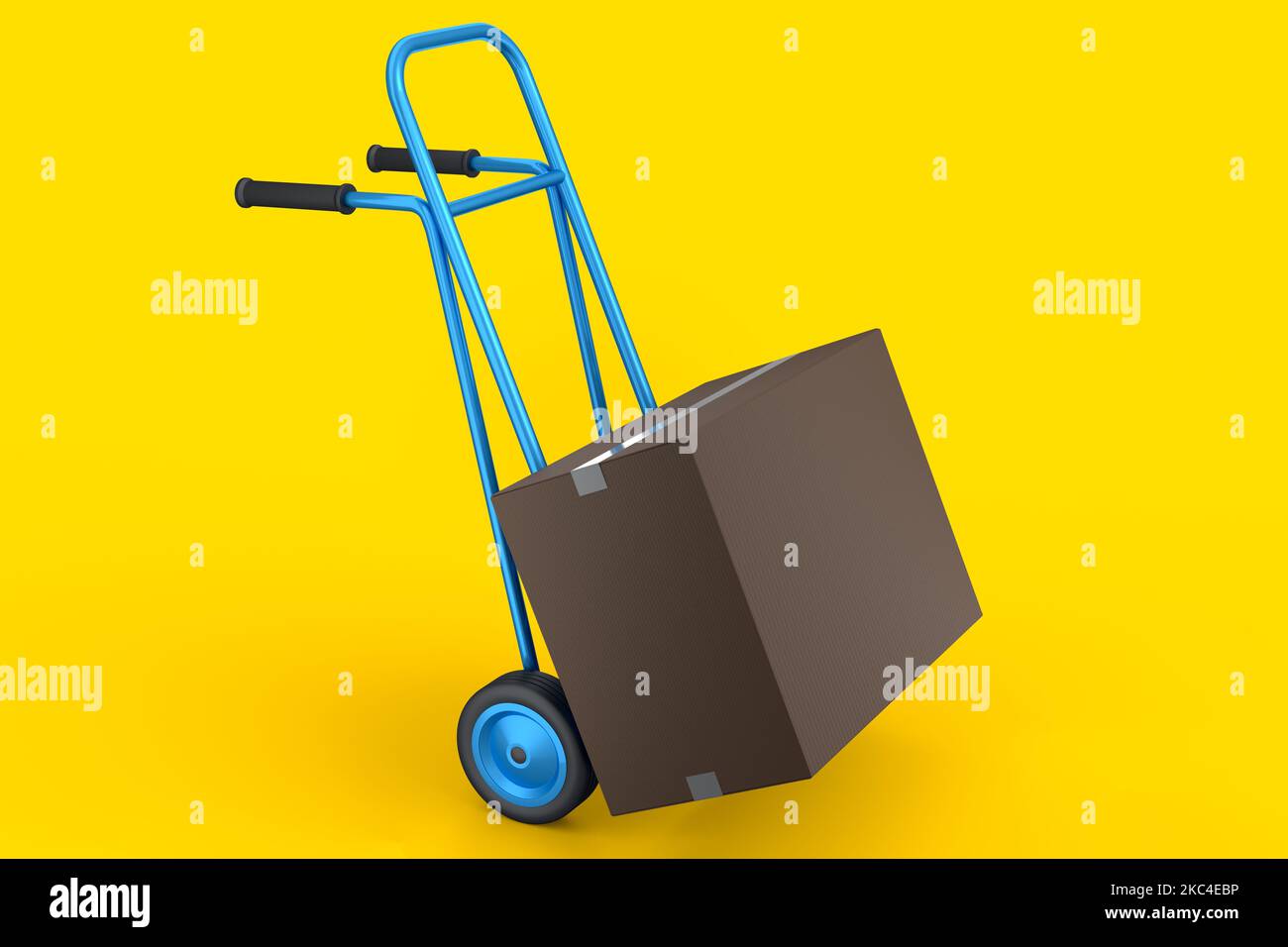 Airport luggage cart or baggage trolley side with stack of cardboard ...