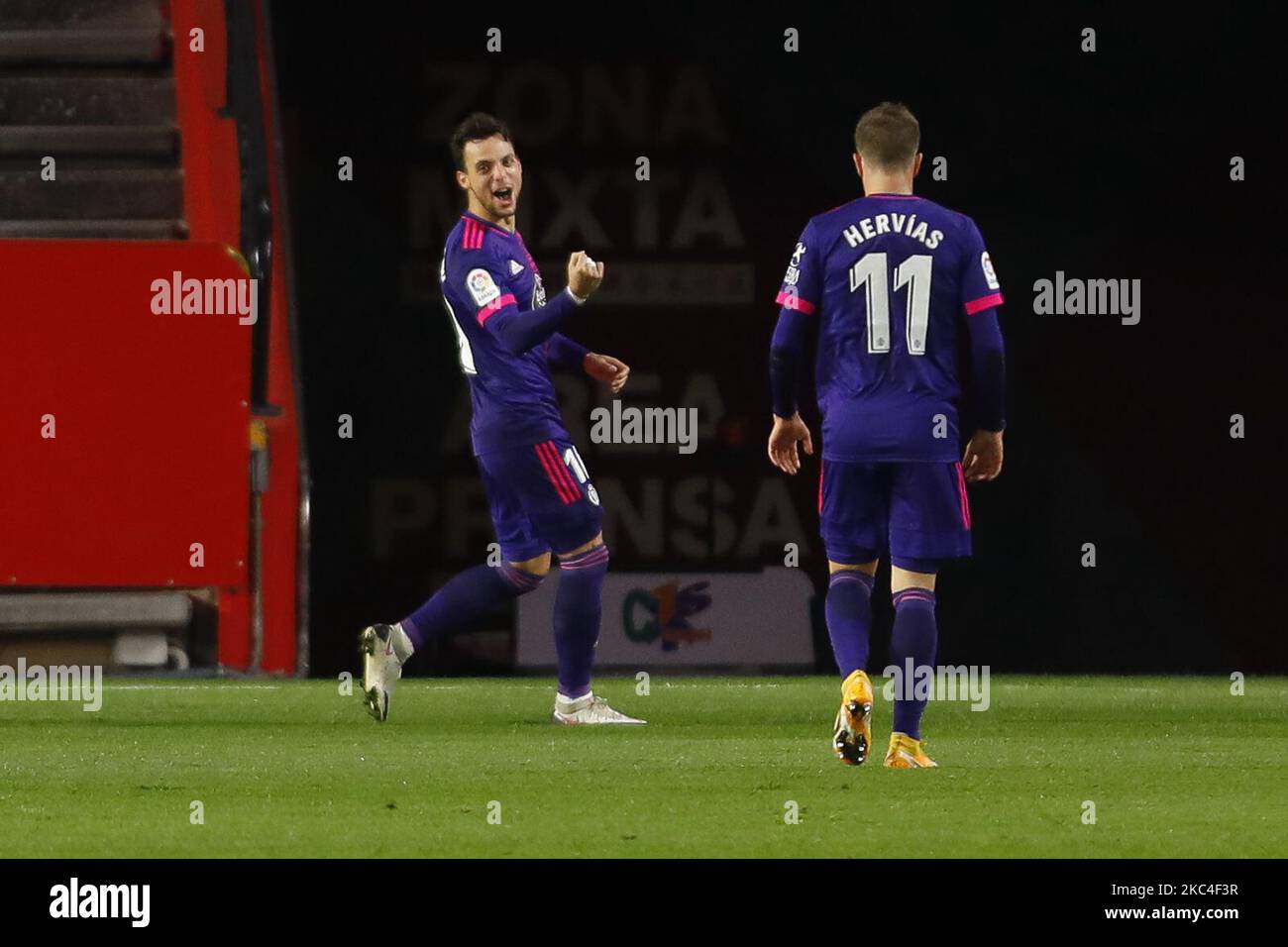 Oscar Plano, of Real Valladolid celebrates his goal during the La Liga ...