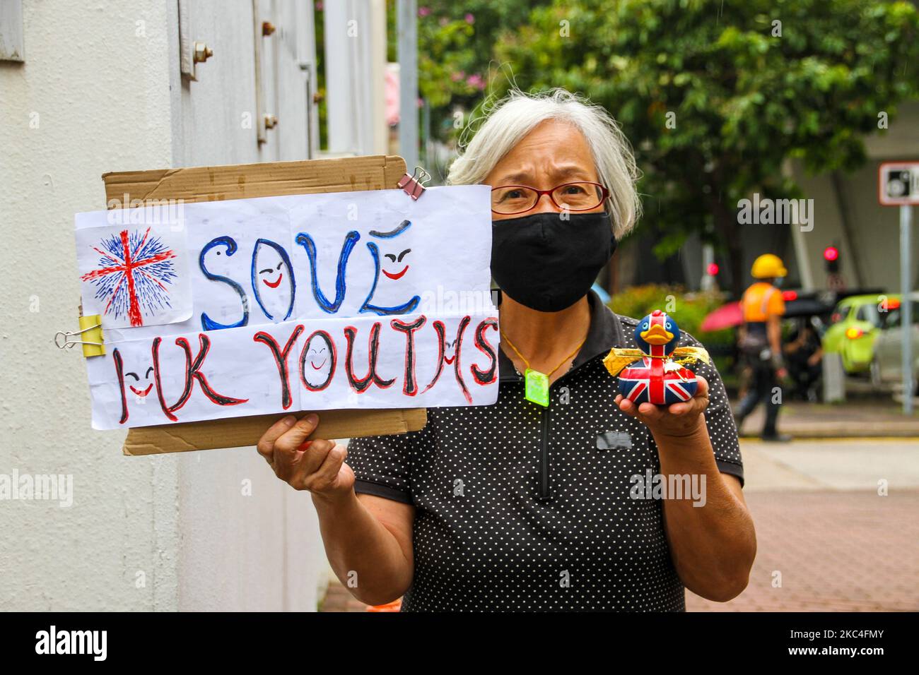 Hong Kong social activist Alexandra ‘Grandma’ Wong outside West Kowloon court, Kowloon, Hong ...