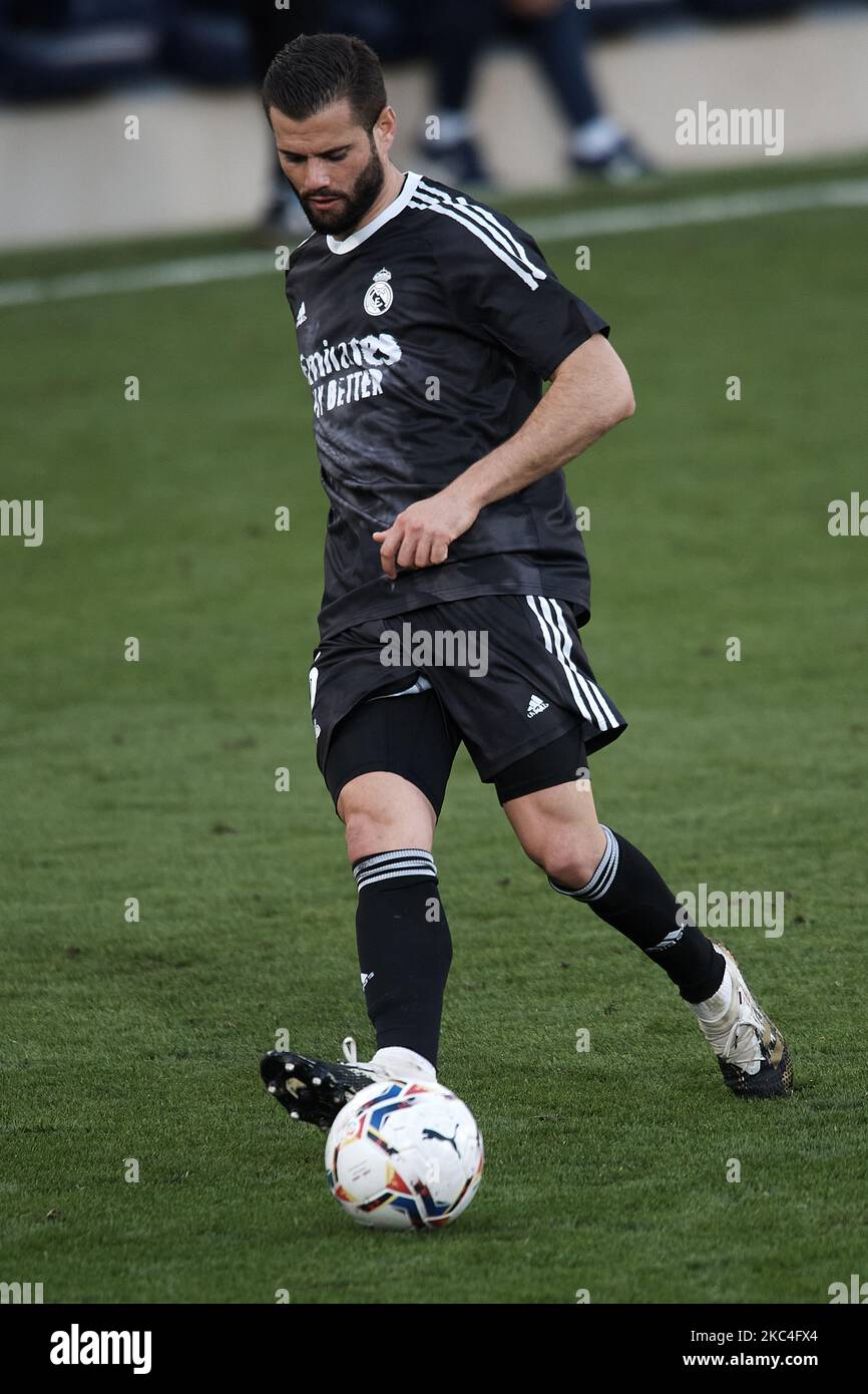 Nacho Fernandez of Real Madrid does passed during the La Liga Santader ...