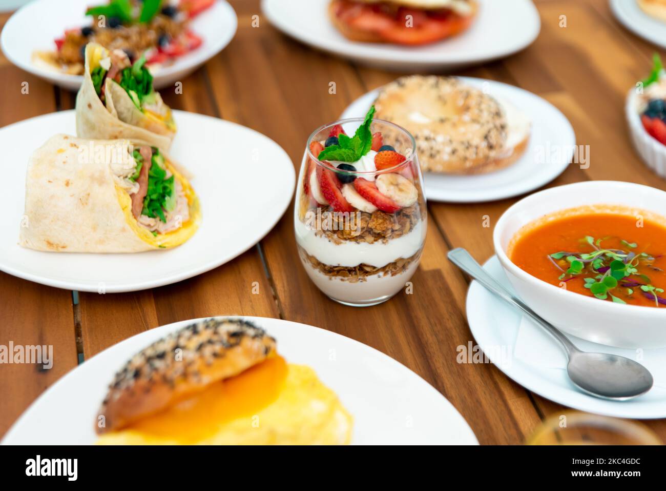A closeup of a set of different dishes on a table Stock Photo - Alamy