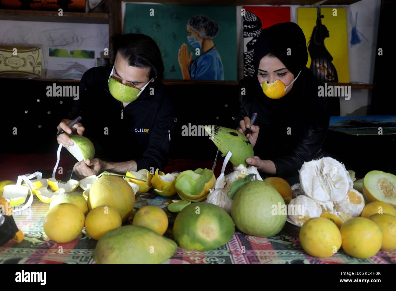 Palestinian artists Samah Said (R) and Dorgham Krakeh (L) are Making ...