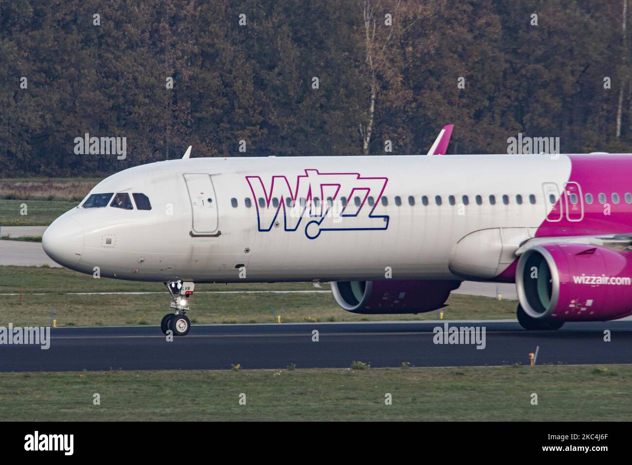 Wizz Air Airbus A321NEO aircraft as seen taxiing and taking off ...