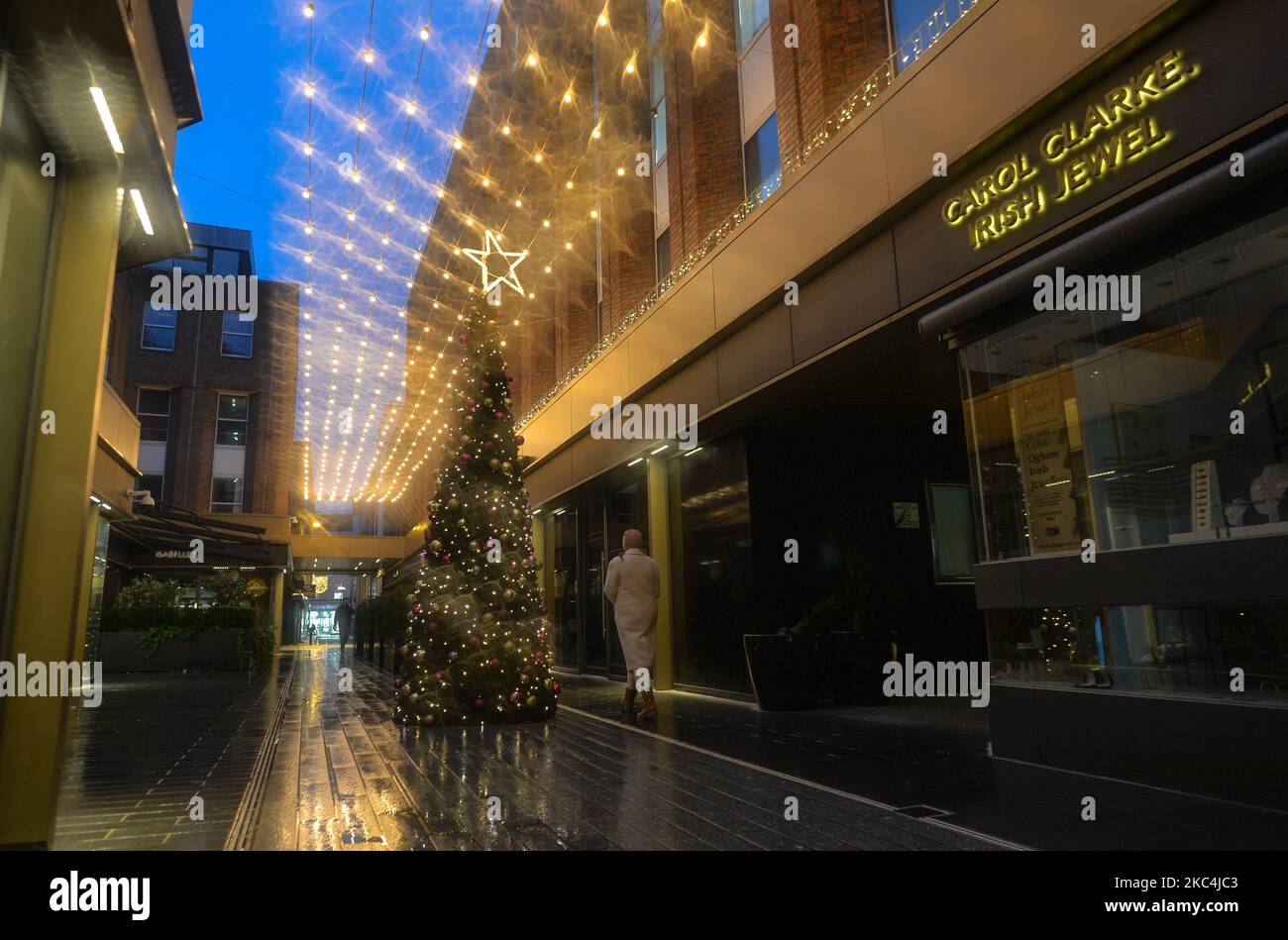A view of a Christmas tree and decorations in Royal Hibernian Way ...