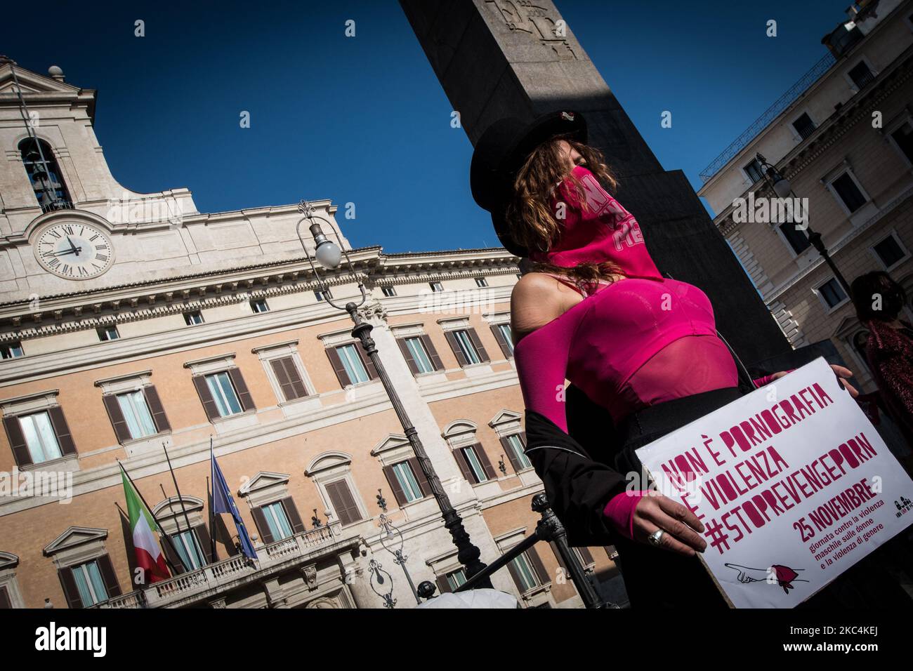 Activists of the Italian feminist movement 'Non Una Di Meno' in a ...