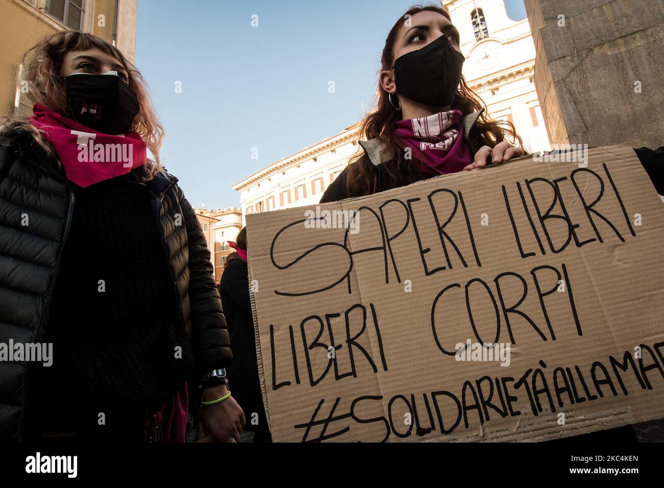 Activists of the Italian feminist movement 'Non Una Di Meno' in a ...