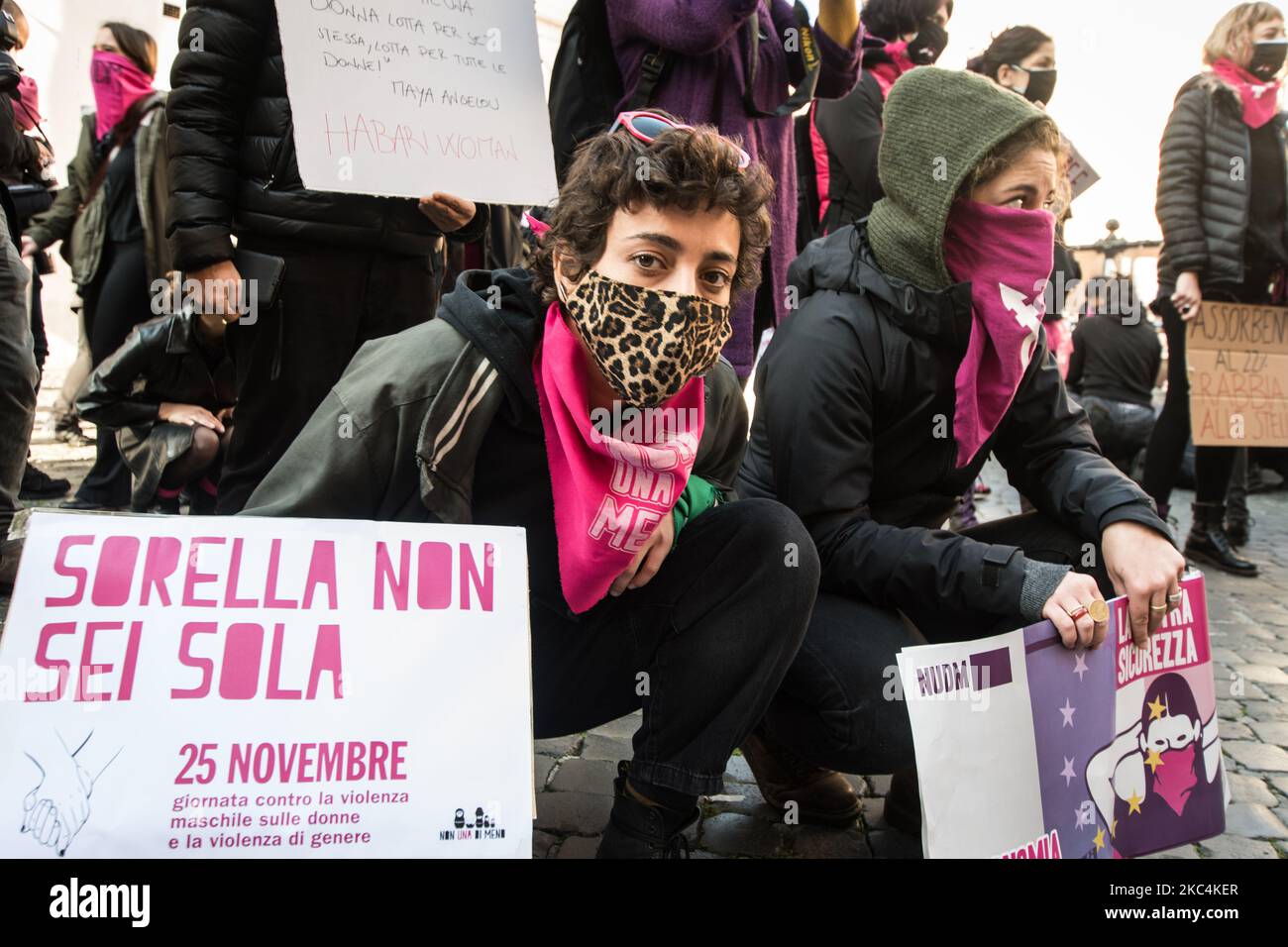 Activists of the Italian feminist movement 'Non Una Di Meno' in a ...
