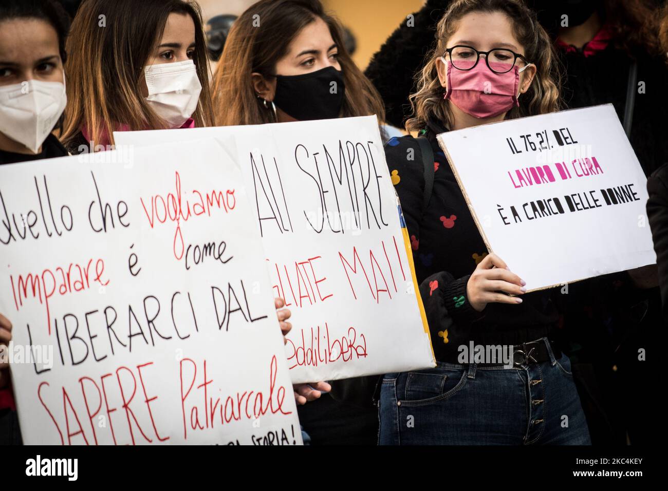 Activists of the Italian feminist movement 'Non Una Di Meno' in a ...
