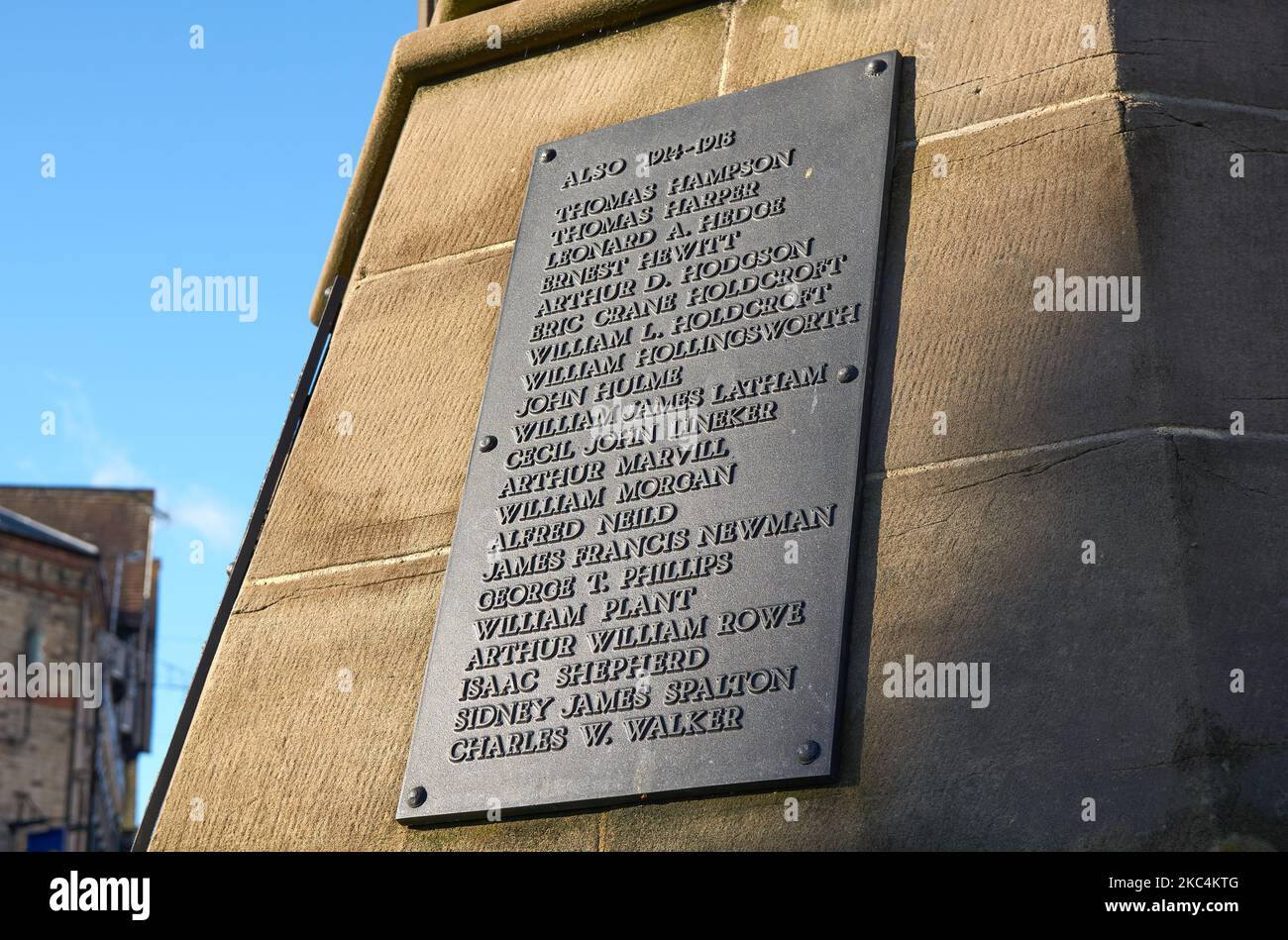 List of soldiers names on a memorial plaque in Uttoxeter, Staffordshire ...