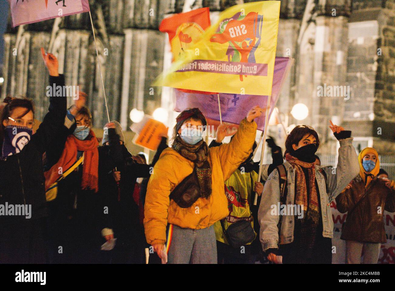general picture of a woman rally in Cologne to mark the international ...