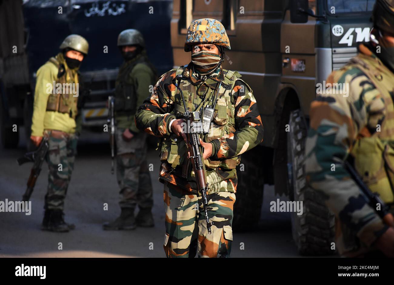 Indian army soldiers conduct search operation near the site of attack ...