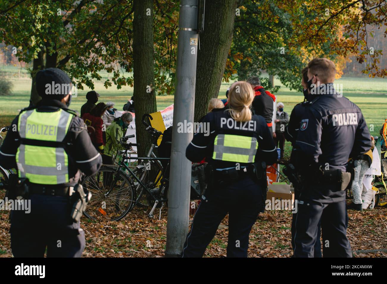 polices are seen during the climate activists protest at RWE Power AG ...