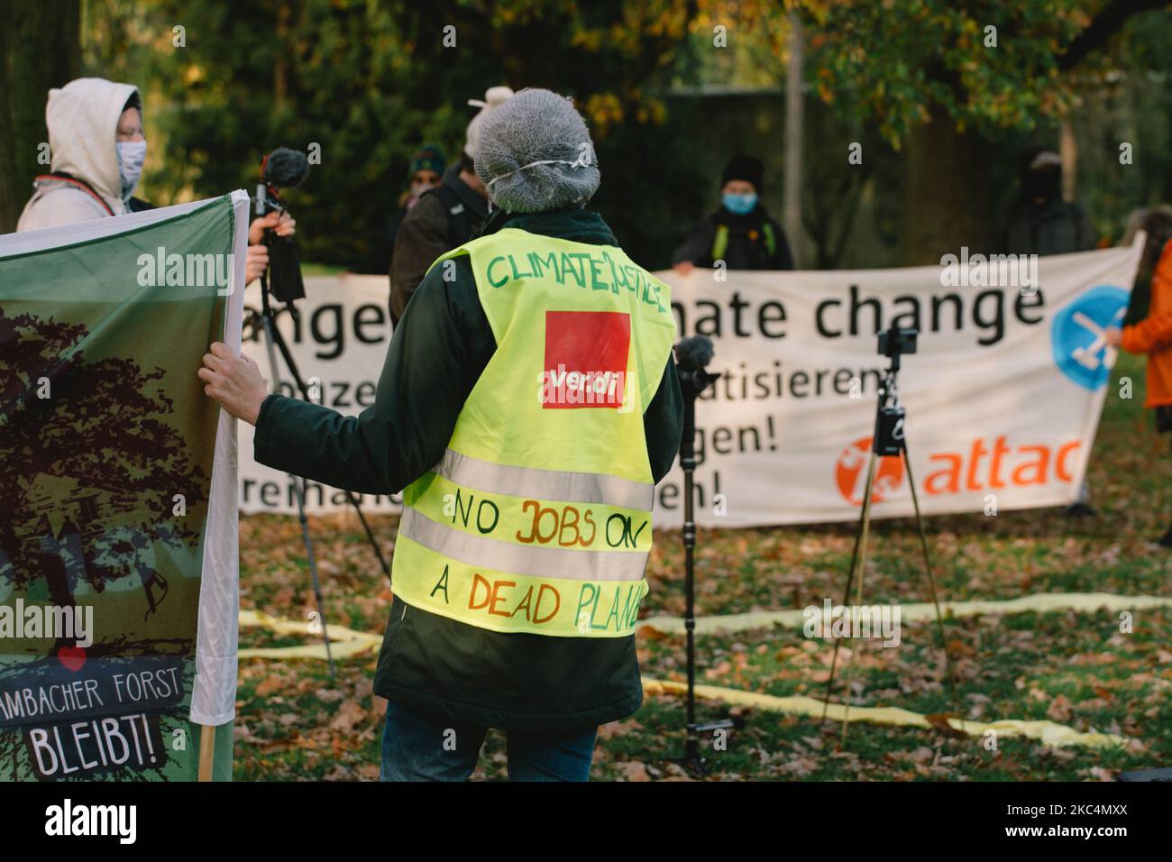 general picture of climate activists protest at RWE Power AG in Cologne ...